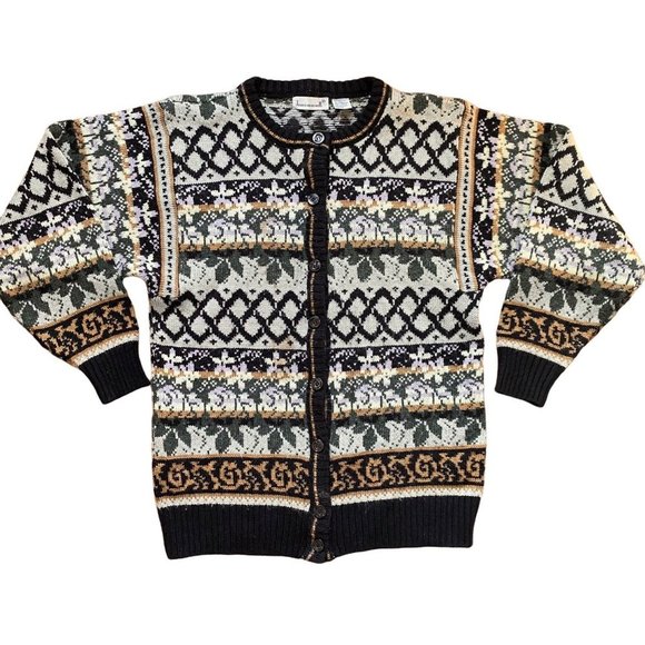 jason maxwell | Sweaters | Vintage Cardigan Sweater Fair Isle Wool ...
